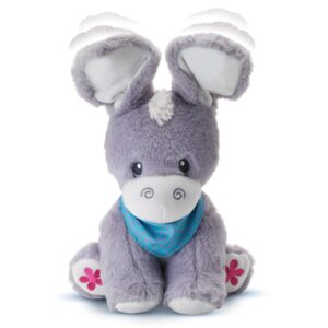 kiddolab peek-a-boo donkey: soft stuffed animal toy for infants 6-18 months with moving ears, songs, tunes & lullabies