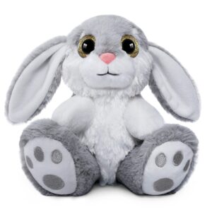 nleio bunny rabbit stuffed animal, 8.5" bunny plush with floppy ears, huggable & washable, baby stuffed animals plush toy for girls boys kids friends easter birthday gifts (gray)