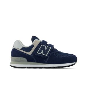 new balance boy's 574 core hook and loop sneaker, navy/white, 1.5 little kid