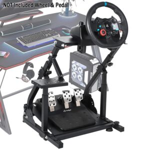 minneer racing steering wheel stand with pro reinforced parts fit for logitech g25,g27,g29,g920 gaming racing simulator cockpit wheel, pedals not include