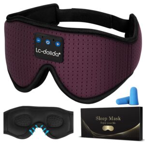 lc-dolida steam eye mask, eye steamer with sleeping headphones for side sleepers, colorful 3d music eye mask cool birthday holiday unique gifts for family