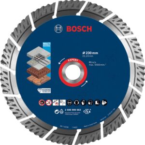 bosch professional 1x expert multimaterial diamond cutting disc (for concrete, Ø 230 mm, accessories large angle grinder)