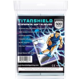 titanshield 125 count 60-microns thickness soft penny card sleeves 2-5/8” x 3-5/8” (67x94mm), ultra clear