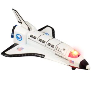 artcreativity light up space shuttle toy, 1pc, battery operated spaceship toy with leds, sounds, and pullback motion, outer space party decoration, great space gifts for boys & girls, 6 inches