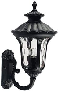 glass wall lantern lights european retro industrial aluminum wall sconce villa street home garden balcony decorative wall lamps outdoor waterproof vintage creative e27 (color : black)