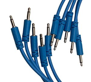 luigis modular supply spaghetti eurorack patch cables - package of 5 blue cables, 24 (60 cm)