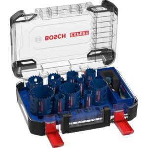 bosch professional 14x expert tough material hole saw set (Ø 20-76 mm, accessories rotary impact drill)