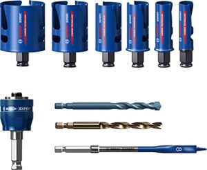 bosch professional 9x expert construction material hole saw set (Ø 20-64 mm, accessories rotary impact drill)