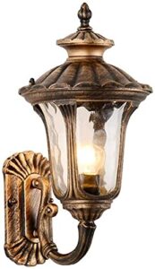 glass wall lantern lights european retro industrial aluminum wall sconce villa street home garden balcony decorative wall lamps outdoor waterproof vintage creative e27 (color : brass)