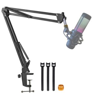 boom arm for hyperx quadcast microphone, adjustable suspension mic scissor stand, for studio recording & broadcasting compatible with hyper x quadcast s mic by yuzuhome