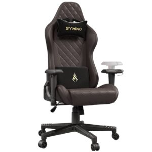 symino gaming chair ergonomic pc chair racing style computer chair with 3d armrest, vintage style pu leather office chair(brown)