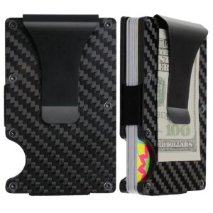 yellowknife carbon fiber minimalist wallet for men - rfid wallets for men credit card holder metal money clip - slim rigid mens wallet