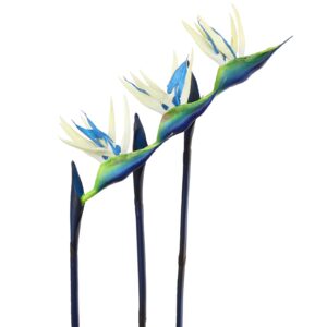 glsateman artificial bird of paradise flowers rubber strelitzia 32'in long stem flower 3 pcs,suitable for diy home decor party theme display (orange)