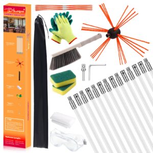 bluesea 46 feet chimney sweep kit, ergonomic chimney cleaning kit, extends up to 46 feet, chimney cleaner, chimney cleaning tools, chimney cleaning system with strong brush, 14 flexible chimney rods