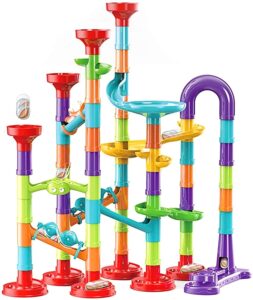 93pcs marble run set building blocks with 30 glass marbles for kids girls boys toys stem maze educational race game birthday gifts (largea)