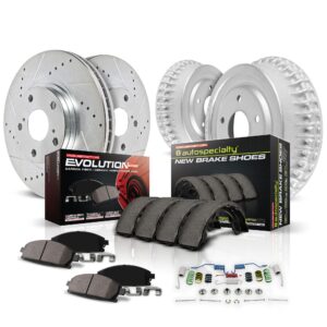 power stop k15461dk z23 front and rear brake kit-rotors, brake drums & carbon ceramic brake pads for ford bronco 1994-1996 [model specific]