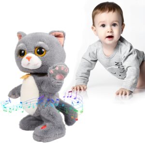 gebra baby toys 12 18 months singing dancing talking cat toddler toys interactive cat plush early learning educational musical toy gift for boys and girls age 1 2 3 4 5, 14"