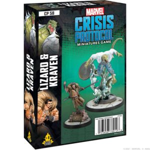 marvel: crisis protocol lizard and kraven character pack - unleash the fearsome spider-foes! tabletop superhero game, ages 14+, 2 players, 90 minute playtime, made by atomic mass games