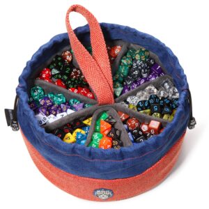 cardkingpro monstrous - dice bag with 8 pockets - orange/blue - huge capacity 500+ dice - great for dice hoarders