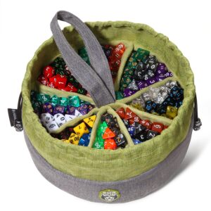 cardkingpro monstrous - dice bag with 8 pockets - gray/green - huge capacity 500+ dice - great for dice hoarders