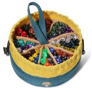 cardkingpro monstrous - dice bag with 8 pockets - blue/yellow - huge capacity 500+ dice - great for dice hoarders