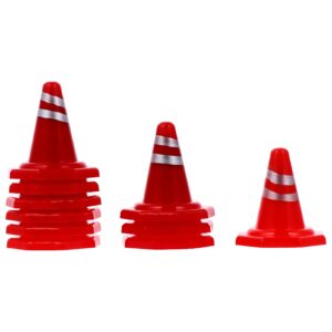 toyandona 10pcs mini traffic cones plastic traffic cones mini road parking signs roadblock toy for construction theme party favors