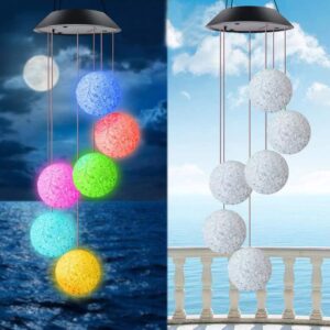 turot crystal ball solar wind chimes,led color changing solar wind chimes,waterproof outdoor hanging decorations gifts for mom grmother women,solar powered decor for patio yard porch garden home