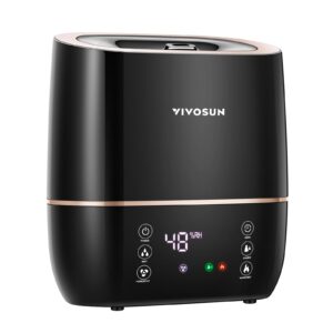 vivosun air humidifier 4l cool mist humidifier, indoor ultrasonic humidifier with essential oil box & remote control for bedroom, plant, baby, dry skin