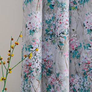 mysky home floral blackout curtains 72 inches long pink and blue curtains farmhouse curtains room darkening window curtains for living room printed flower leaves grommet curtains panels