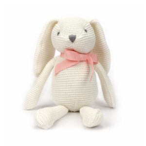 fluffyfun organic baby toys white bunny rabbit stuffed animal 7.1"