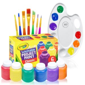 kids painting set, washable paint for kids 6 colors, 7 paintbrushes, paint palette, non toxic tempera paints 2 oz each, paints for toddlers art, crafts