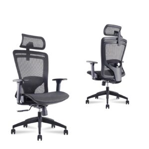 zuerst ergonomic office chair - reclining office chair with mesh seat and back, 5d adiustable headrest, 4d lumbar support, armrest, big and tall swivel rocking computer desk chairs for home office (bl