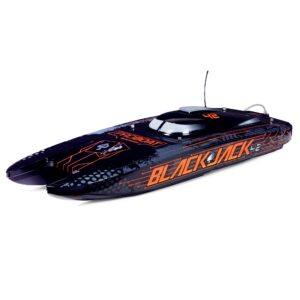 pro boat rc blackjack 42" 8s brushless catamaran rtr battery and charger not included black/orange prb08043t1