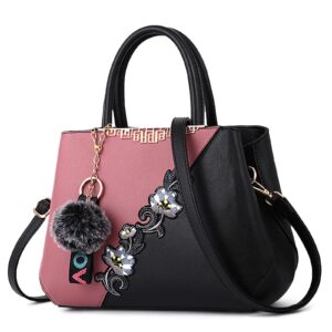 dirrona women handbag ladies messenger bag shoulder bags fashion style handbag waterproof casual pu leather pompom messenger bag pink a