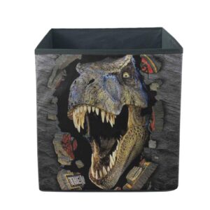 afpanqz storage bins cubes baskets containers for home closet bedroom drawers organizers foldable 13x13x13 inches 3d dinosaur t-rex print boys room brown