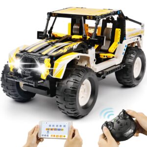 prebox remote & app control jeep building toys for boys - erector sets stem projects for kids age 8-12, birthday gifts for boys 6 7 8 9 10 11 12 year old