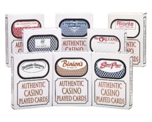 las vegas style playing cards | assortment of nevada casinos | may include dealer markings | no jokers | 8 decks of poker cards