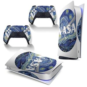 playstation 5 digital edition version sticker protective cover, starry night nasa ps5 controller protective shell (compatible with ps5 digital edition)