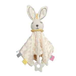 lovey bunny security blanket for baby girls boys soft plush stuffed animal blanket with crinkle in ear infant tags security blanket taggy rattle toys soothing sensory teether toy great shower gift