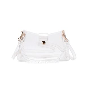 lam gallery women's pvc clear purse see through designs chain handbag for working sports stadium approved clear bag- resin chain