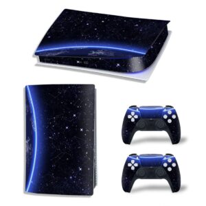 full body vinyl skin for ps5 digital version, ps5 console and controllers skin sticker decal cover - earth