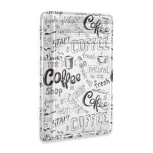 susiyo coffee themed doodles slim minimalist wallets rfid blocking card wallets pu leather front pocket wallets for men and women