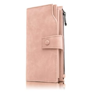 tan.tomi wallet women, vegan leather women wallet large capacity, wallet for women rfid blocking with multi card organizers