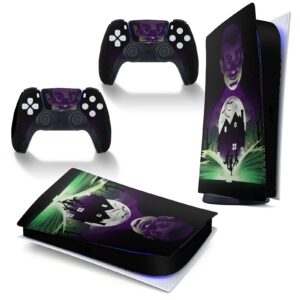 playstation 5 digital edition version sticker protective cover, book of night terror ps5 controller protective shell (compatible with ps5 digital edition)