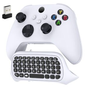 keyboard for xbox series x/s, one/one x/s, elite one/2 controller, wireless chatpad gaming keypad with usb receiver and speaker, 3.5mm audio jack accessories for xbox (controller not included), white