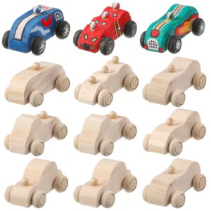 12 pieces wood diy car toys, unfinished wooden cars, crafts for students home activities, easy woodworking and family time set