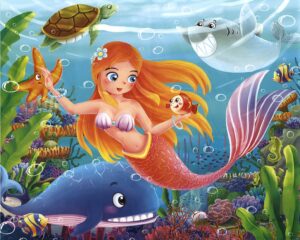 aoumi 100 piece puzzles for kids ages 4-8 mermaid jigsaw puzzle for toddlers 3-5 years old boys girls preschool educational fun game learning puzzle toys for children idea kids birthday gifts