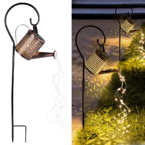 cullaby solar garden lights outdoor solar powered waterproof - lifetime replacement - decorative kettle art light waterproof ip55 with installed light string