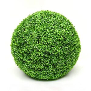 9 inch artificial green plant decorative balls,artificial plant topiary ball faux boxwood decorative balls-uv protected,for indoor, outdoor, garden, wedding, balcony, backyard and home decor (a)