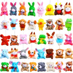 40 pieces mini plush animals toys set animal plush toys stuffed animals set stuffed animals bulk tiny stuffed animals for boys girls themed parties valentine's day supplies presents